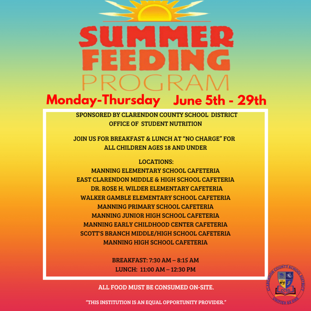 CCSD Adds Additional Summer Feeding Program Sites Clarendon County ccsd-adds-additional-summer-feeding-program-sites-clarendon-county